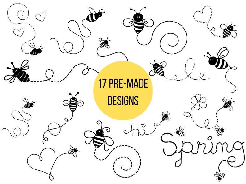 Bee Path Bundle Svg, Png Files, Honeybee Clip Art, Bee Line Art ...