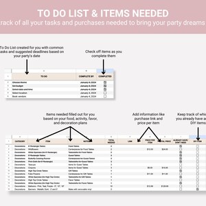 Complete Birthday Party Planner Spreadsheet, Party Expense Tracker, Digital Party Planner, Kid ...