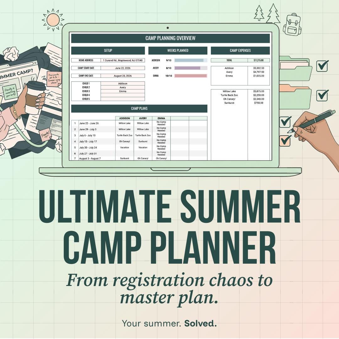 Ultimate Summer Camp Planner Spreadsheet, Camp Expense Tracker, Digital ...