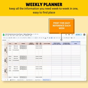 Ultimate Summer Camp Planner Spreadsheet, Camp Expense Tracker, Digital ...