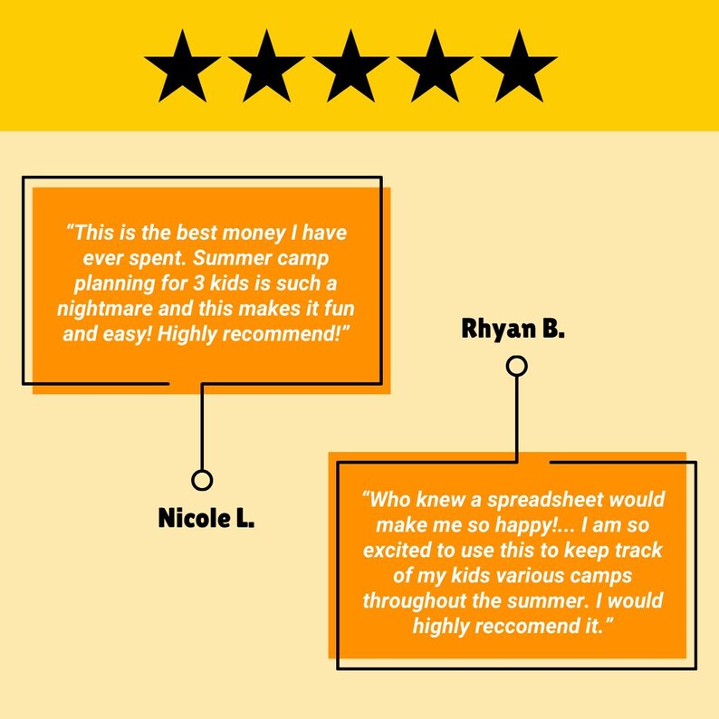 Ultimate Summer Camp Planner Spreadsheet, Camp Expense Tracker, Digital ...