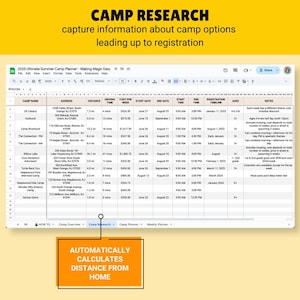 Ultimate Summer Camp Planner Spreadsheet, Camp Expense Tracker, Digital ...