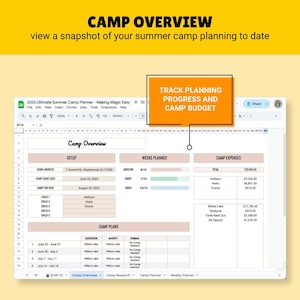 Ultimate Summer Camp Planner Spreadsheet, Camp Expense Tracker, Digital ...