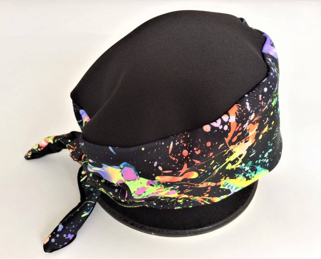Black Paint Splatter Tie Back Hat, Mens Surgical Cap, Womens Scrub Cap ...
