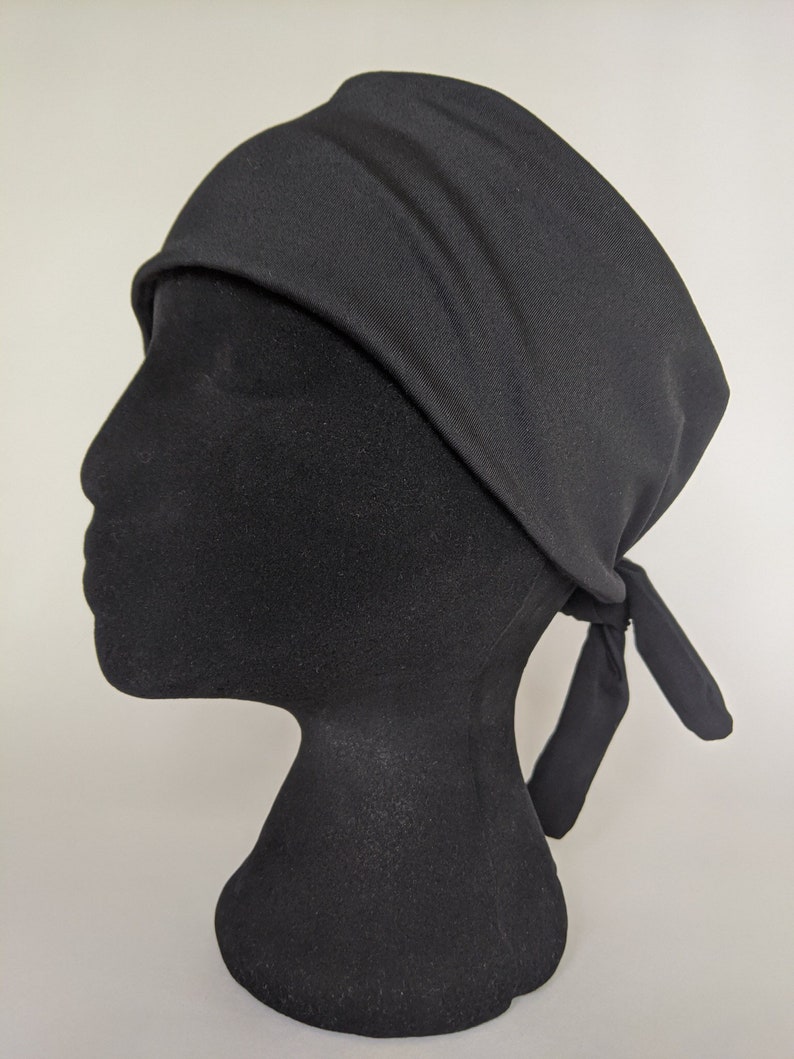 Solid Black Scrub Cap Surgical Hat Stretchy Chemo Cap Chef - Etsy