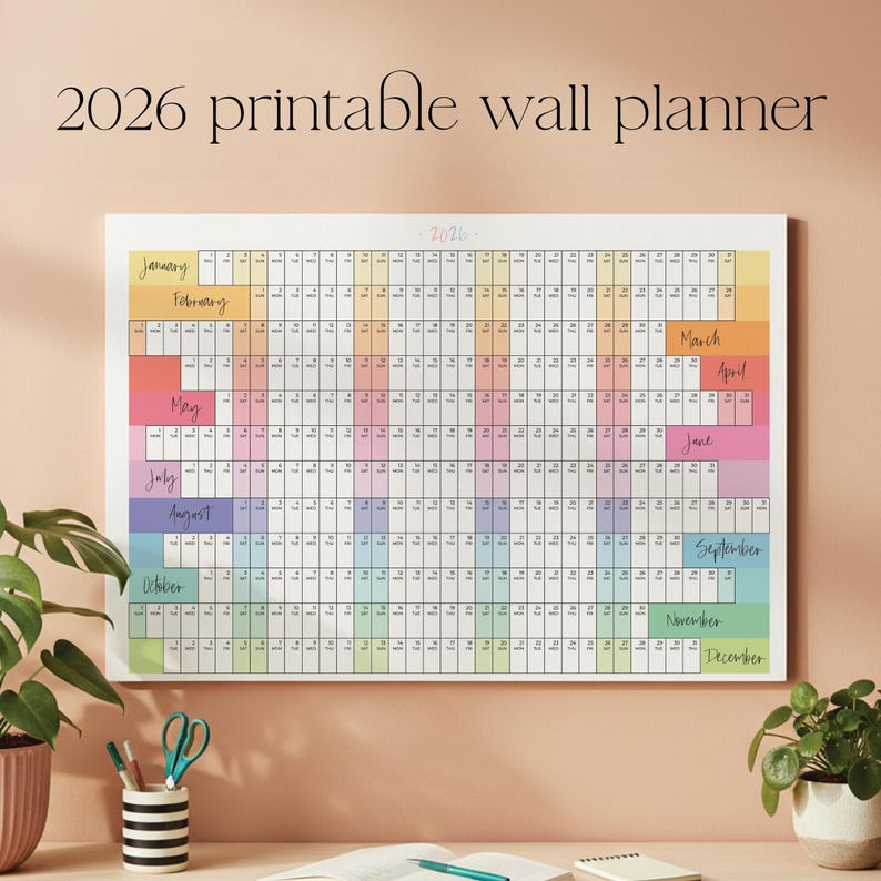 2026 Rainbow School Wall Planner Calendar: A1 A2 A3 (digital Download ...