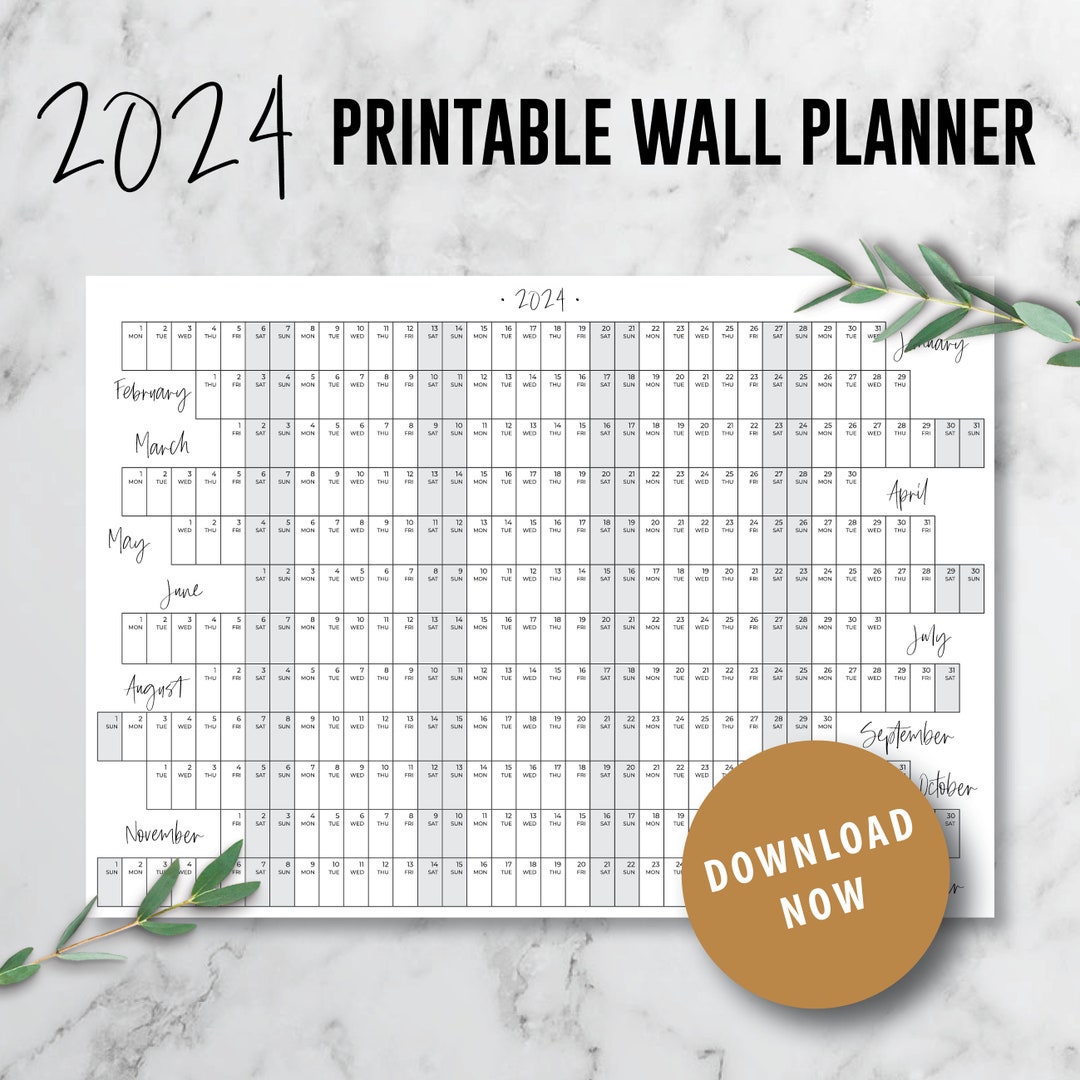 2024 Wall Planner Printable Calendar Family Calendar Aligned Weekends ...
