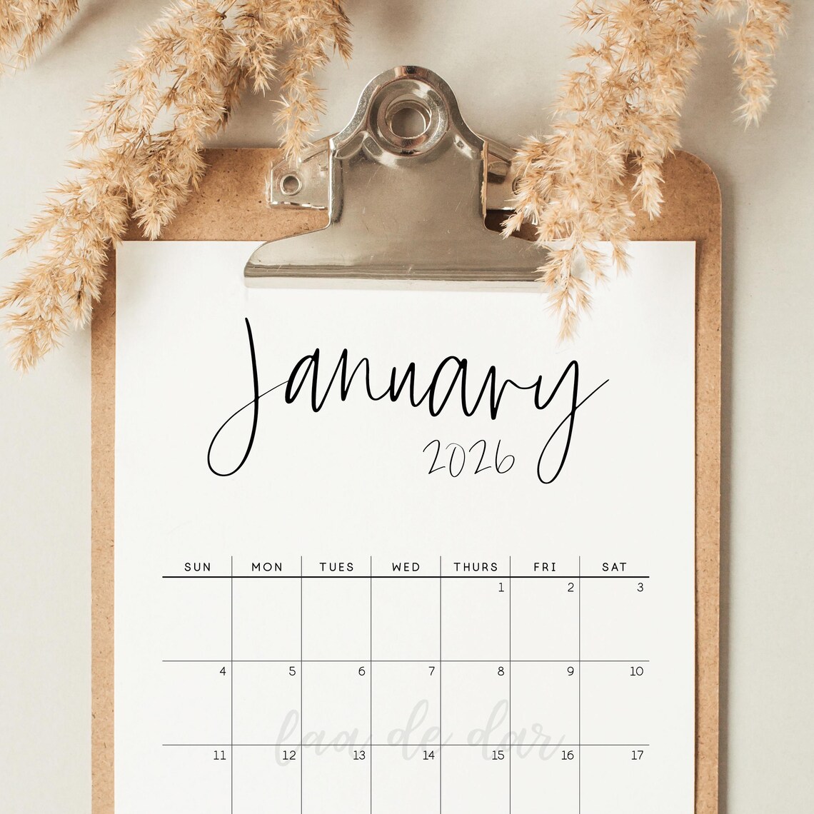 2026 Printable Calendar A4: Sunday Start, Wall Art (PDF & JPEG Files ...