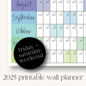 2025 Wall Planner, Printable Calendar, Rainbow, Family Calendar ...