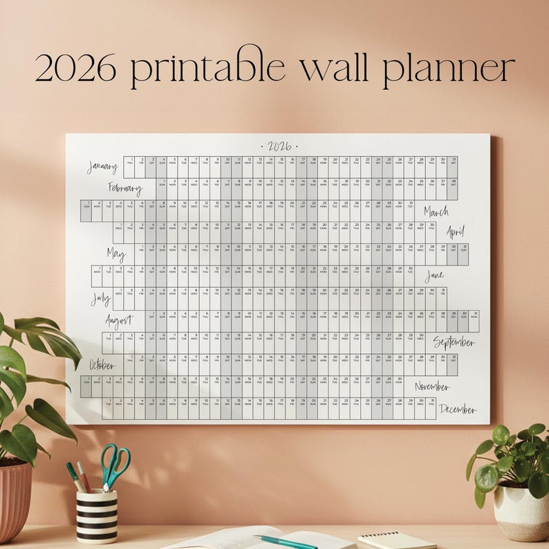 2026 Wall Planner, Printable Calendar, Family Calendar, Aligned ...