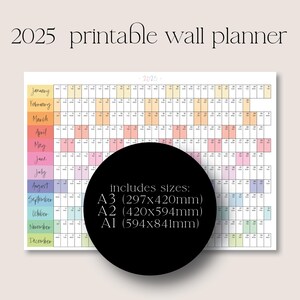 2025 Wall Planner, Printable Calendar, Rainbow, Family Calendar ...