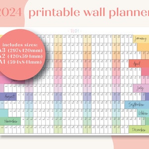 2024 School Wall Planner Printable Calendar Rainbow School Calendar ...