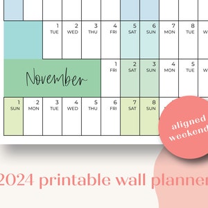 2024 School Wall Planner Printable Calendar Rainbow School Calendar ...