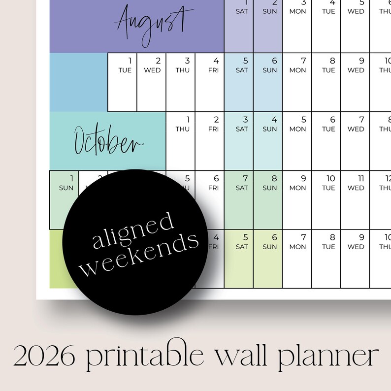 2026 Rainbow School Calendar: Printable Wall Planner (digital Download ...