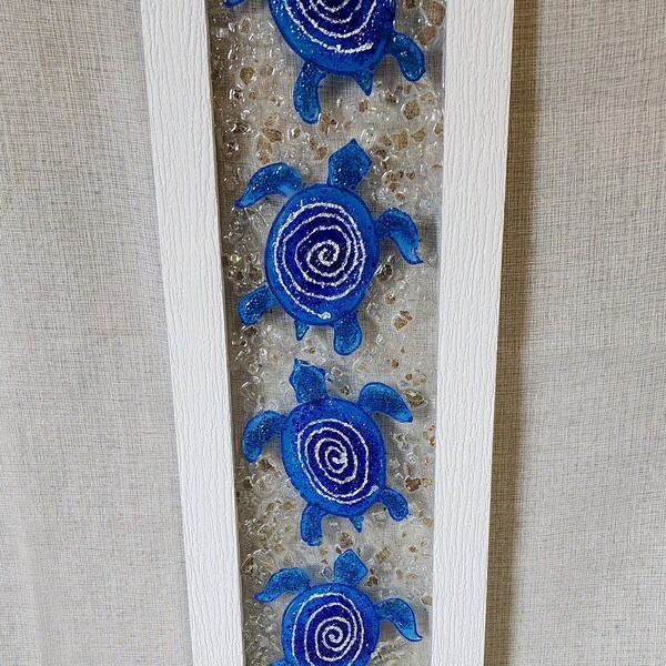 Crushed Sea Glass Turtle Art Etsy