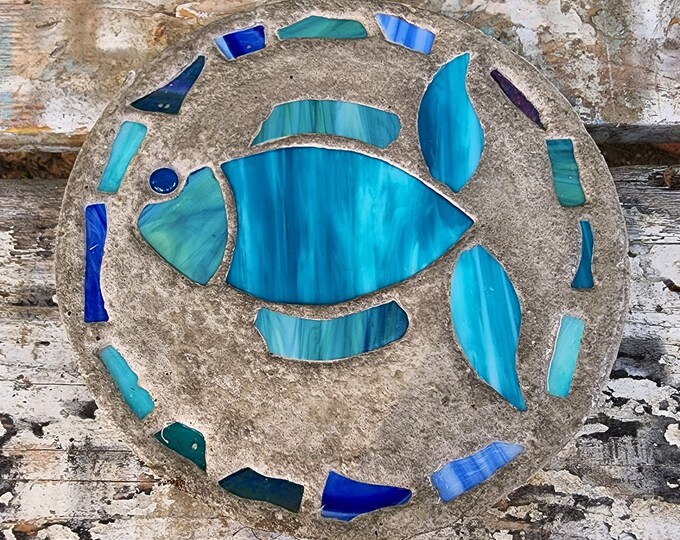 Fish Stepping Stone, 14, Solid Concrete, Stained Glass Inlay, Fun and ...