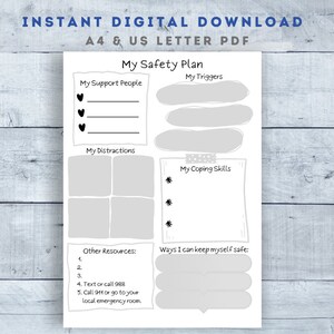 Printable Crisis Safety Plan Worksheet: Mental Health Therapy Aid (PDF ...