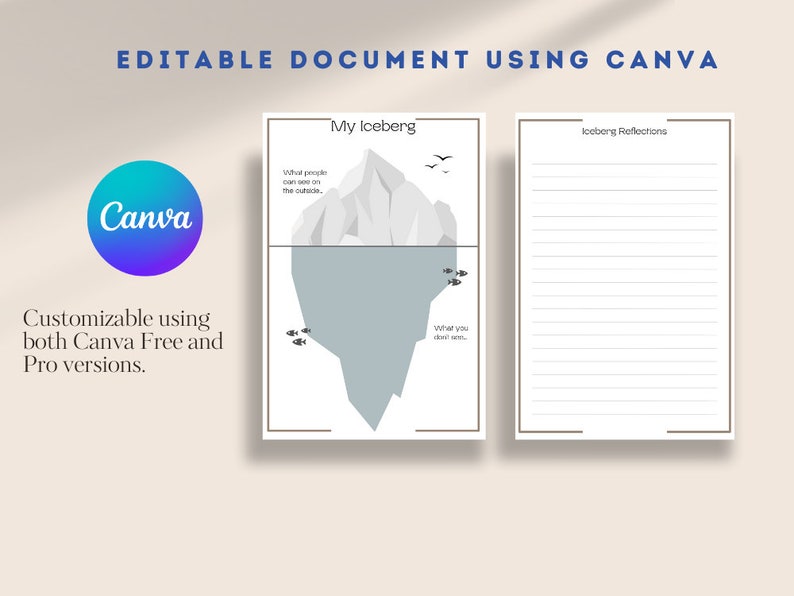 Iceberg Editable & Printable Worksheet and Reflection Journal Page - Etsy