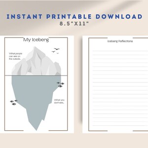 Iceberg Editable & Printable Worksheet and Reflection Journal Page - Etsy