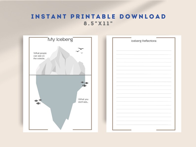 Iceberg Editable & Printable Worksheet and Reflection Journal Page - Etsy