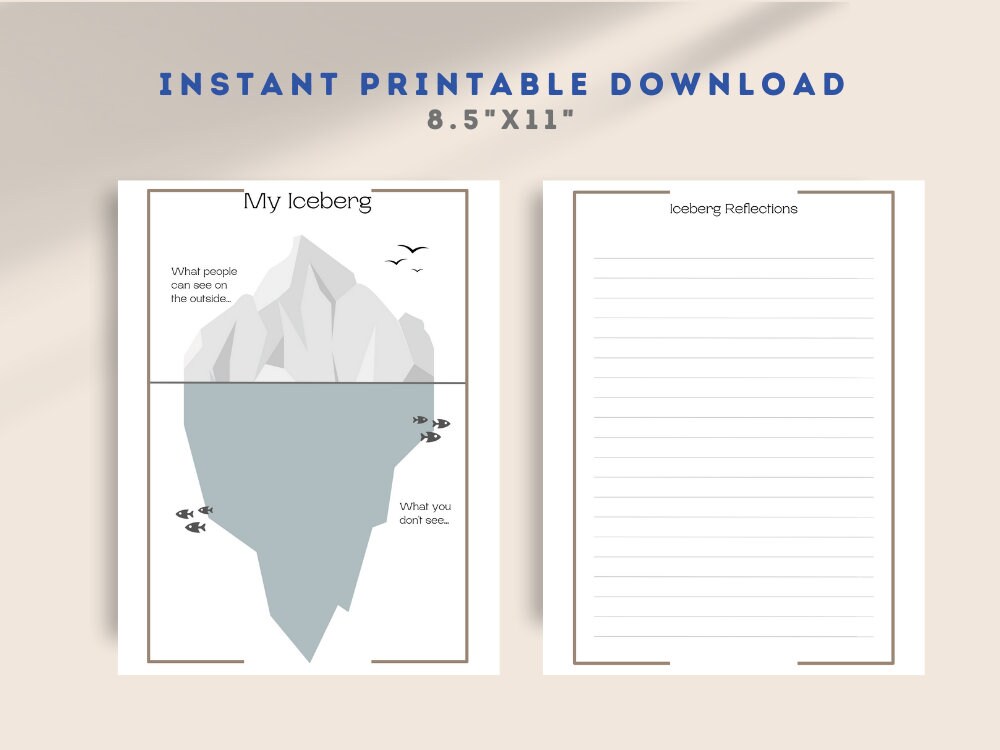 Iceberg Editable & Printable Worksheet and Reflection Journal Page - Etsy