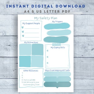 Printable Crisis Safety Plan Worksheet: Mental Health Therapy Aid (PDF ...