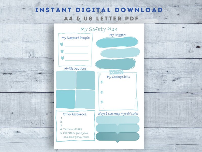 Printable Crisis Safety Plan Worksheet: Mental Health Therapy Aid (PDF ...