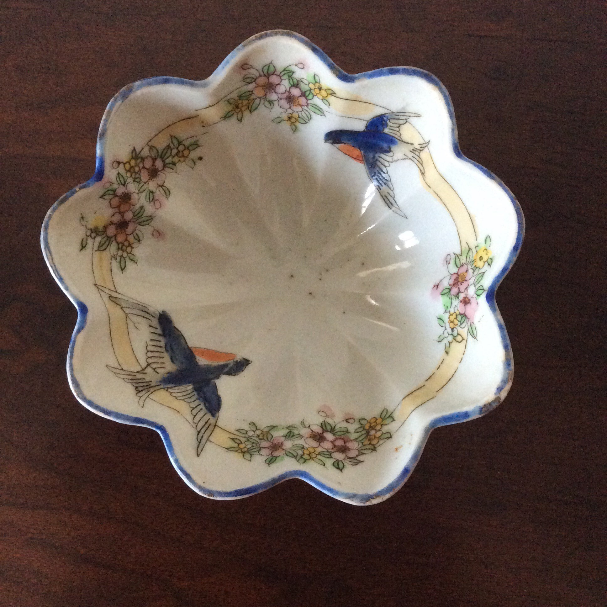 Fluted Nut Bowl Hand Painted Japan - Etsy