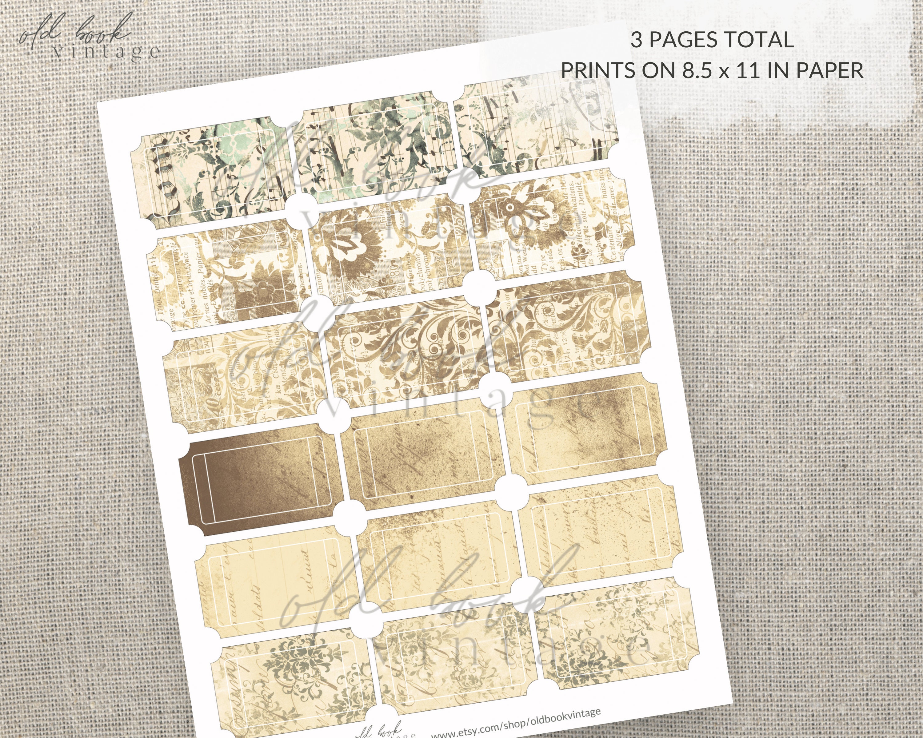 54pcs-vintage Sepia Printable Tickets / Digital Vintage Ephemera ...