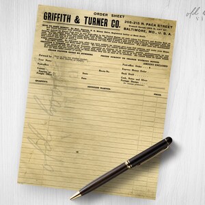 Vintage Order Form Printable Stationery / 8.5x11 / Vintage Letter ...