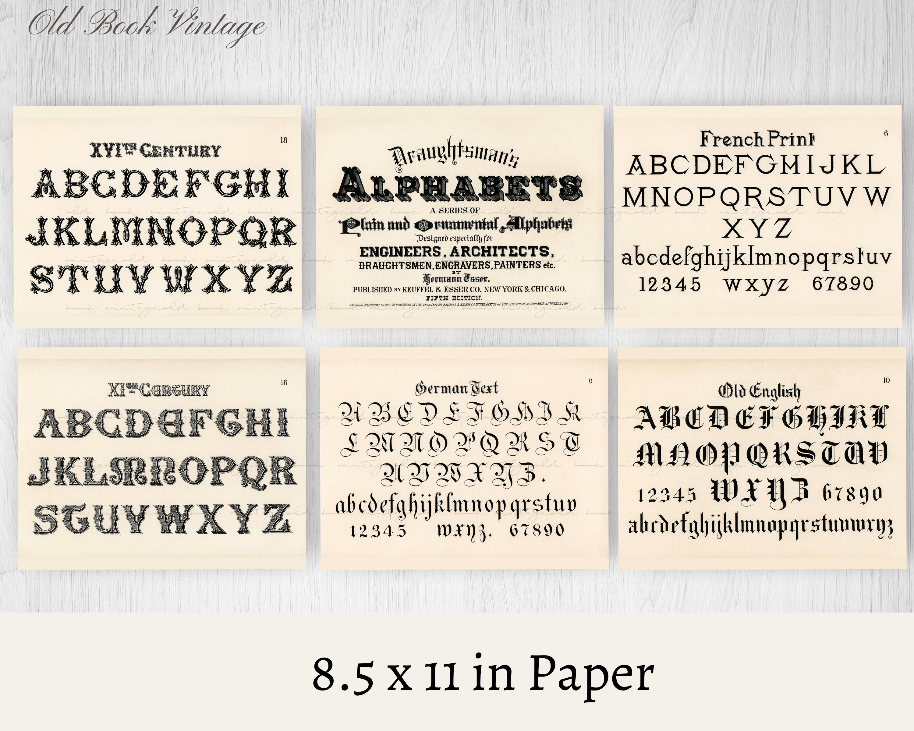Vintage Typography Paper Pack, Printable, 14pcs / Digital Paper Pack ...