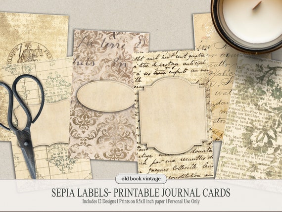 Sepia Labels Printable Journal Cards Vintage Ephemera - Etsy