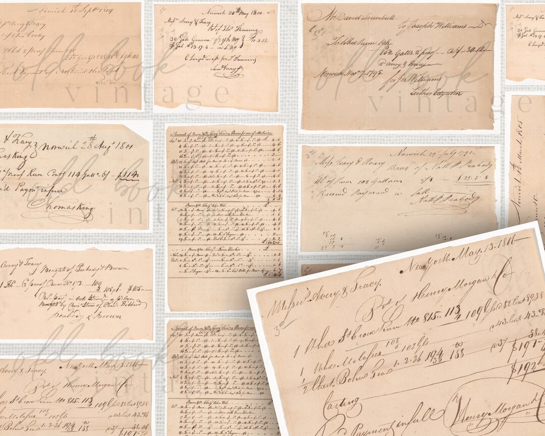 Vintage Handwritten Receipts, Invoices / 10pcs / Printable Vintage ...