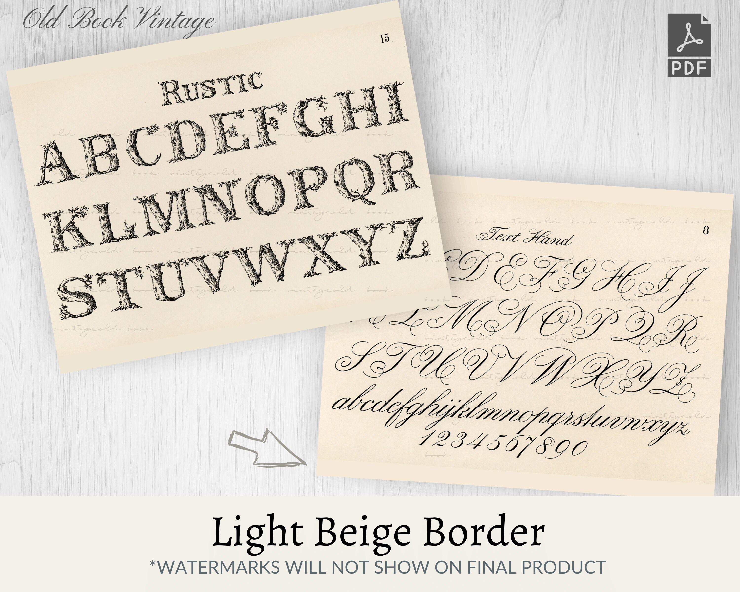 Vintage Typography Paper Pack, Printable, 14pcs / Digital Paper Pack ...