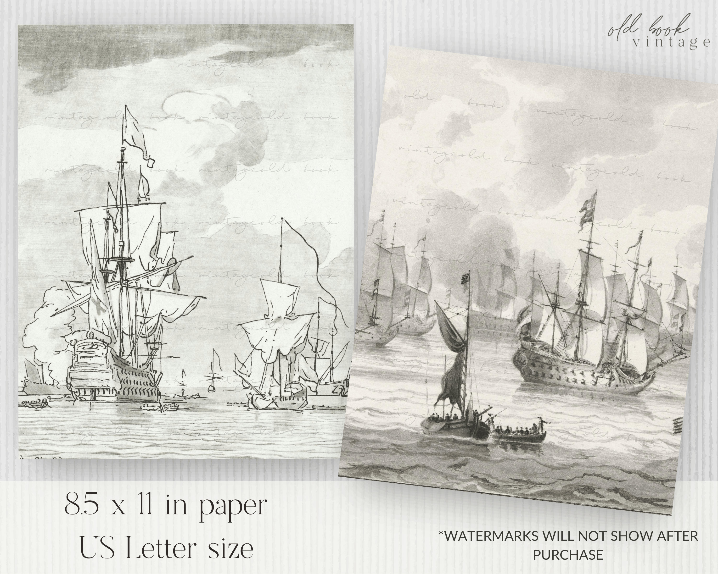 Vintage Ships Paper Pack Printable / 6 Pcs / 8.5 X 11in / - Etsy