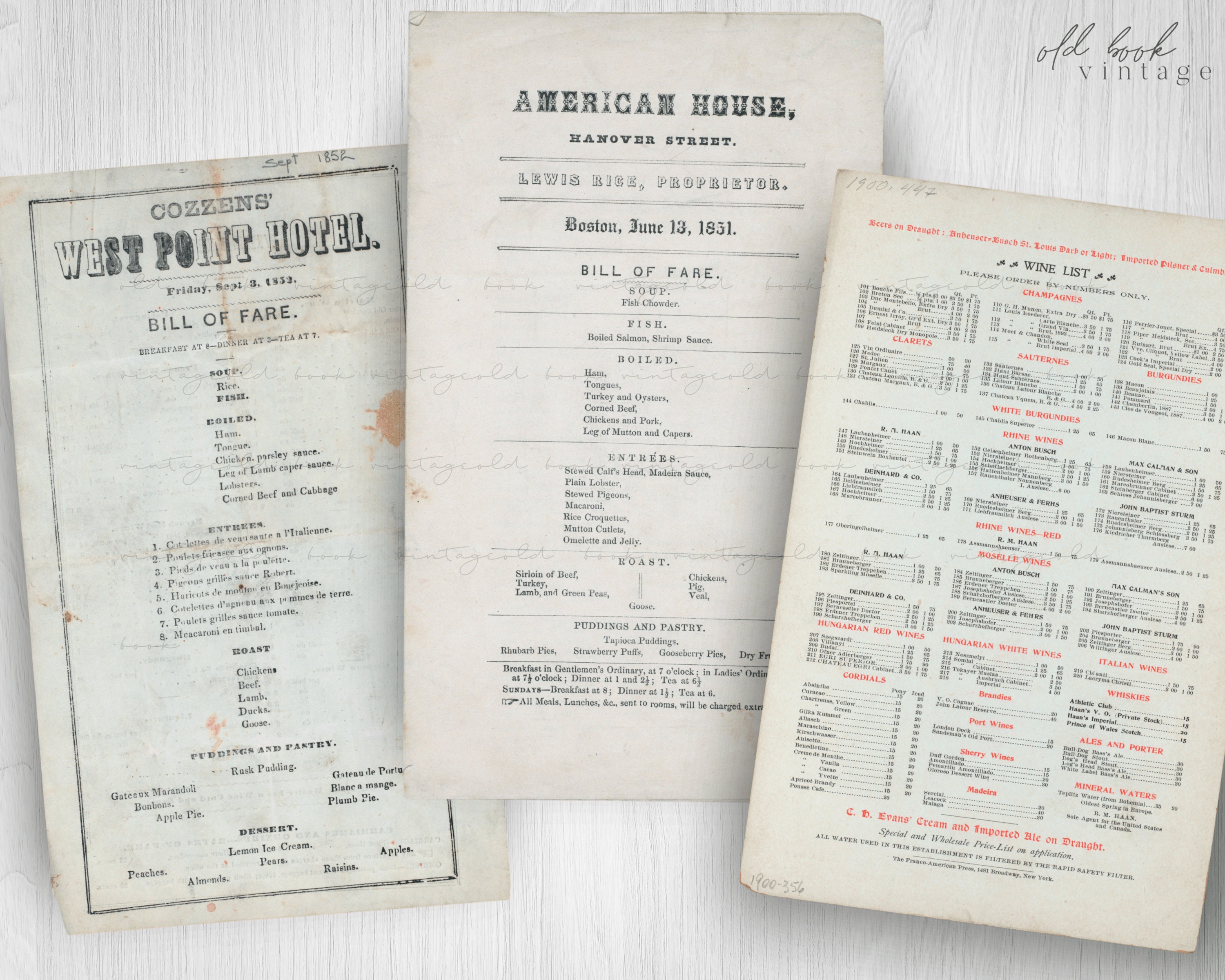 Printable Vintage Restaurant Menus / 10 Pcs / PNG / Vintage Ephemera ...