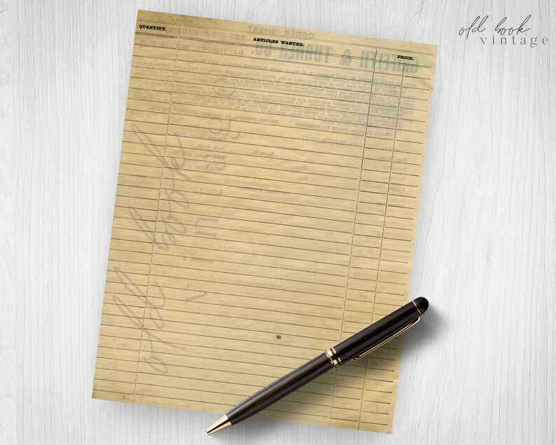 Vintage Order Form Printable Stationery / 8.5x11 / Vintage Letter ...