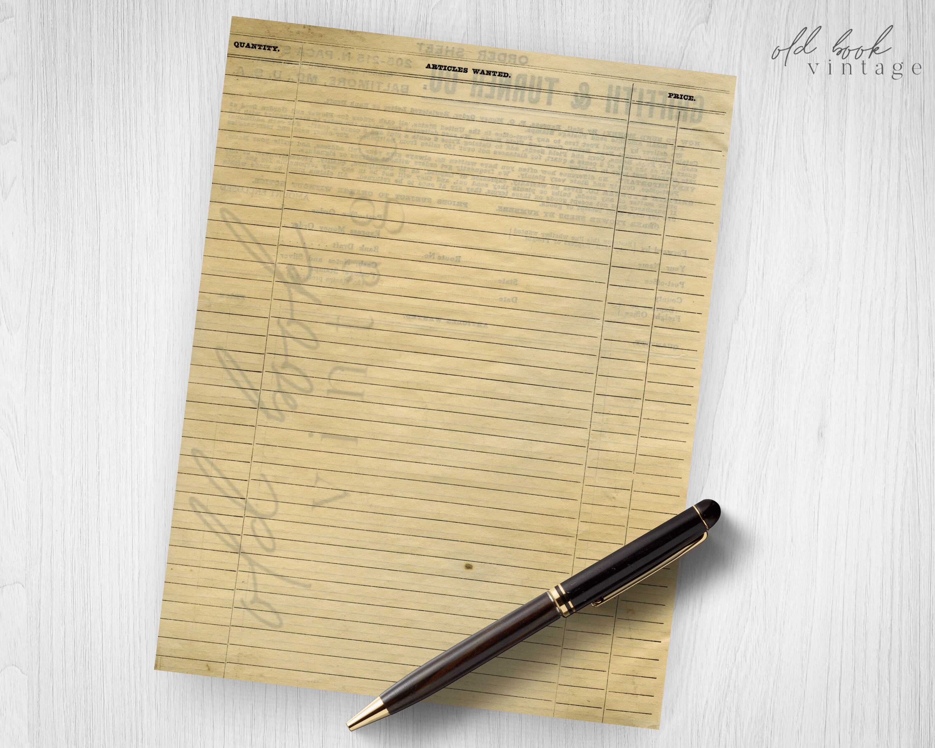 Vintage Order Form Printable Stationery / 8.5x11 / Vintage Letter ...