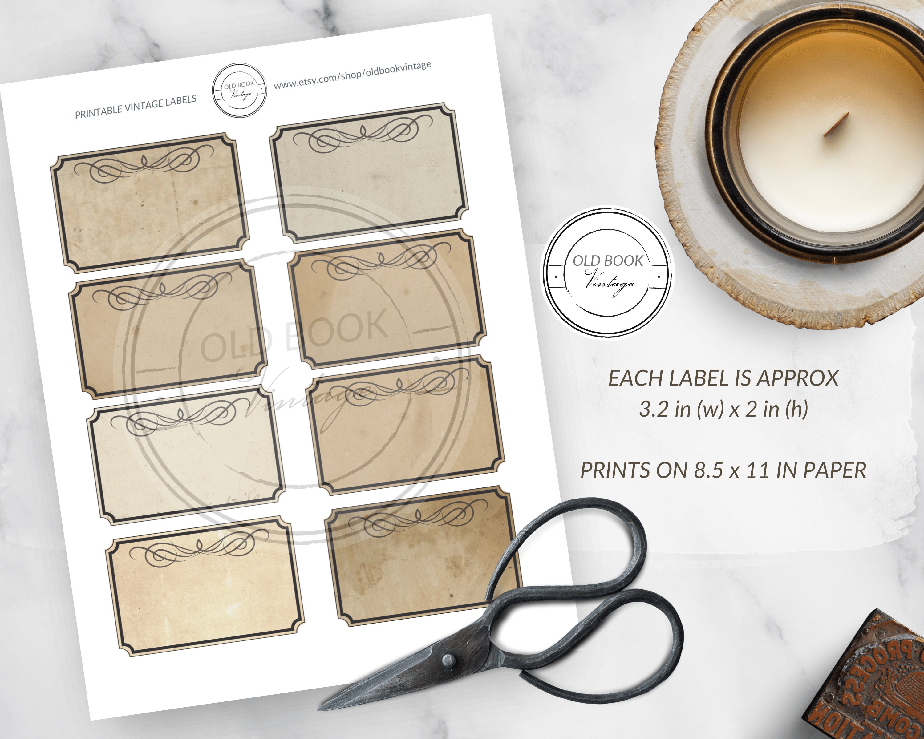 Printable Vintage Labels / Textured Paper Background / Printable Tags ...