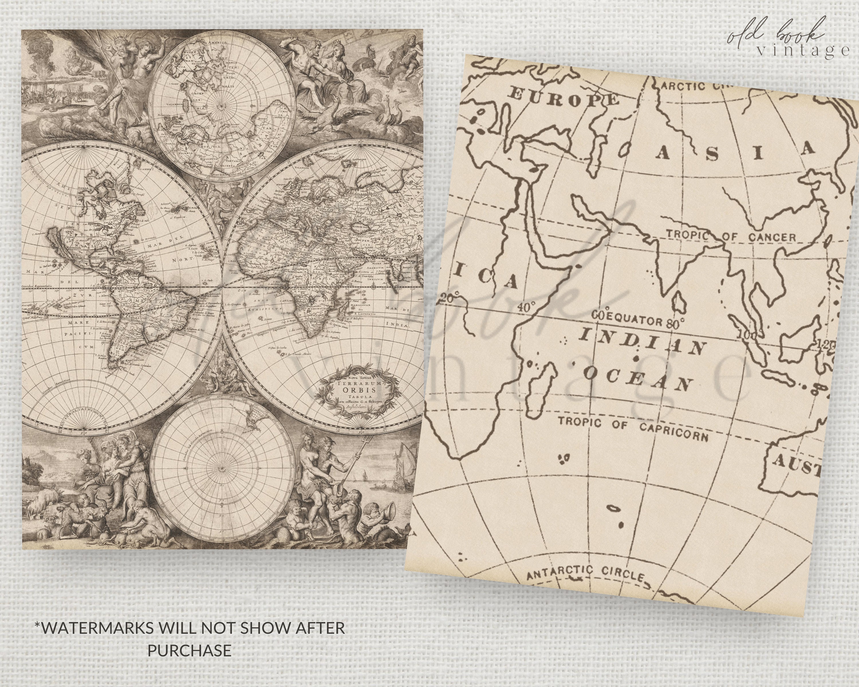 Vintage Map Paper Pack, Printable / 10pcs / 8.5 X 11in / Craft Papers ...
