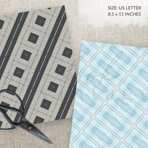 Blue Geometric Patterns, Printable Paper Pack / 10pcs / 8.5x11 / Free ...