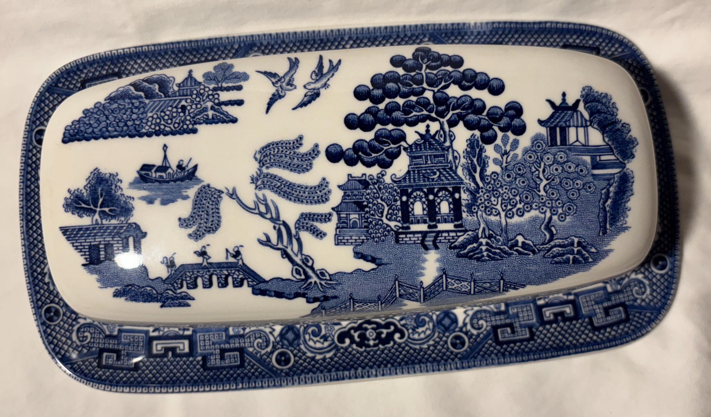 Johnson Brothers Blue Willow Covered Butter Dish – Iconic Pattern ...