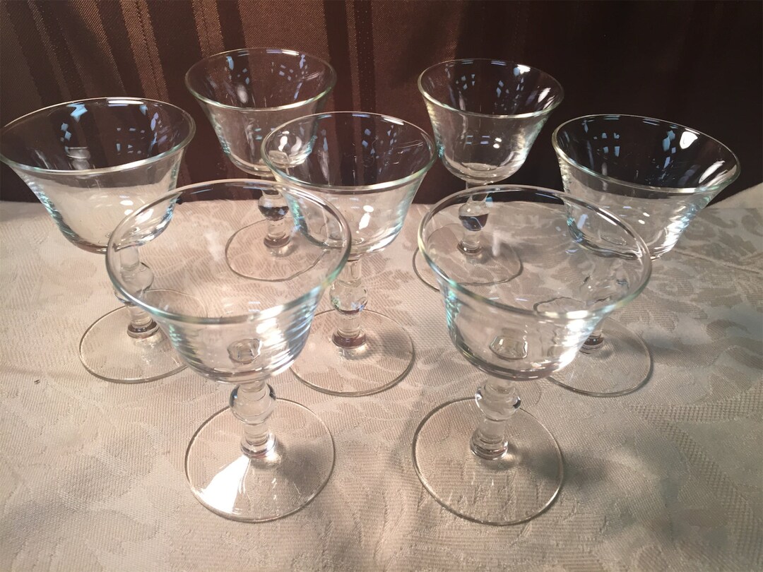 Vintage Miniature Goblets - Set of 7 Clear Glass Cordial Glasses ...