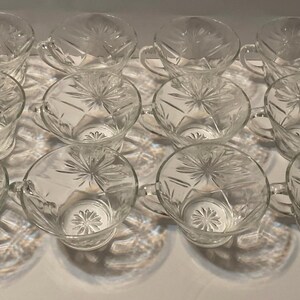 Vintage Crystal Pinwheel Punch Bowl Set With 12 Cups Starburst Cut ...