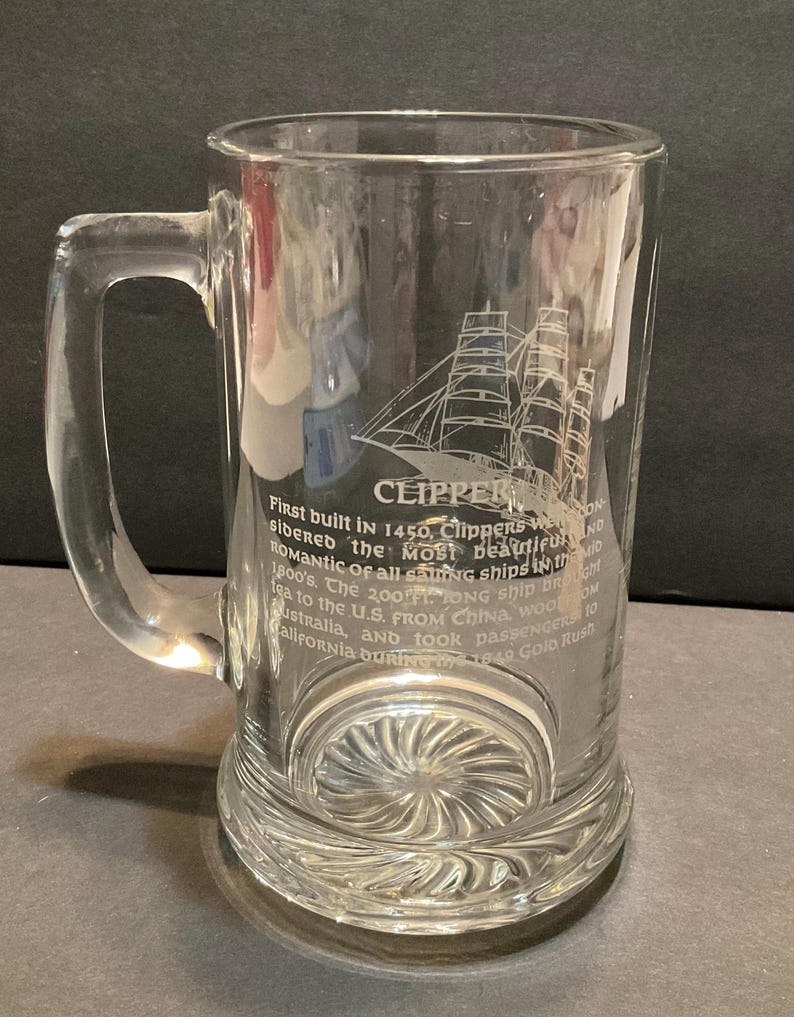 The Clipper Ship Clear Beer Mug - Etsy