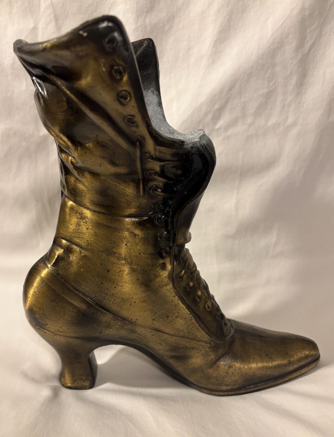Vintage Heavy Brass Victorian Boot Vase, Mid-century Elegance, 9” Tall ...
