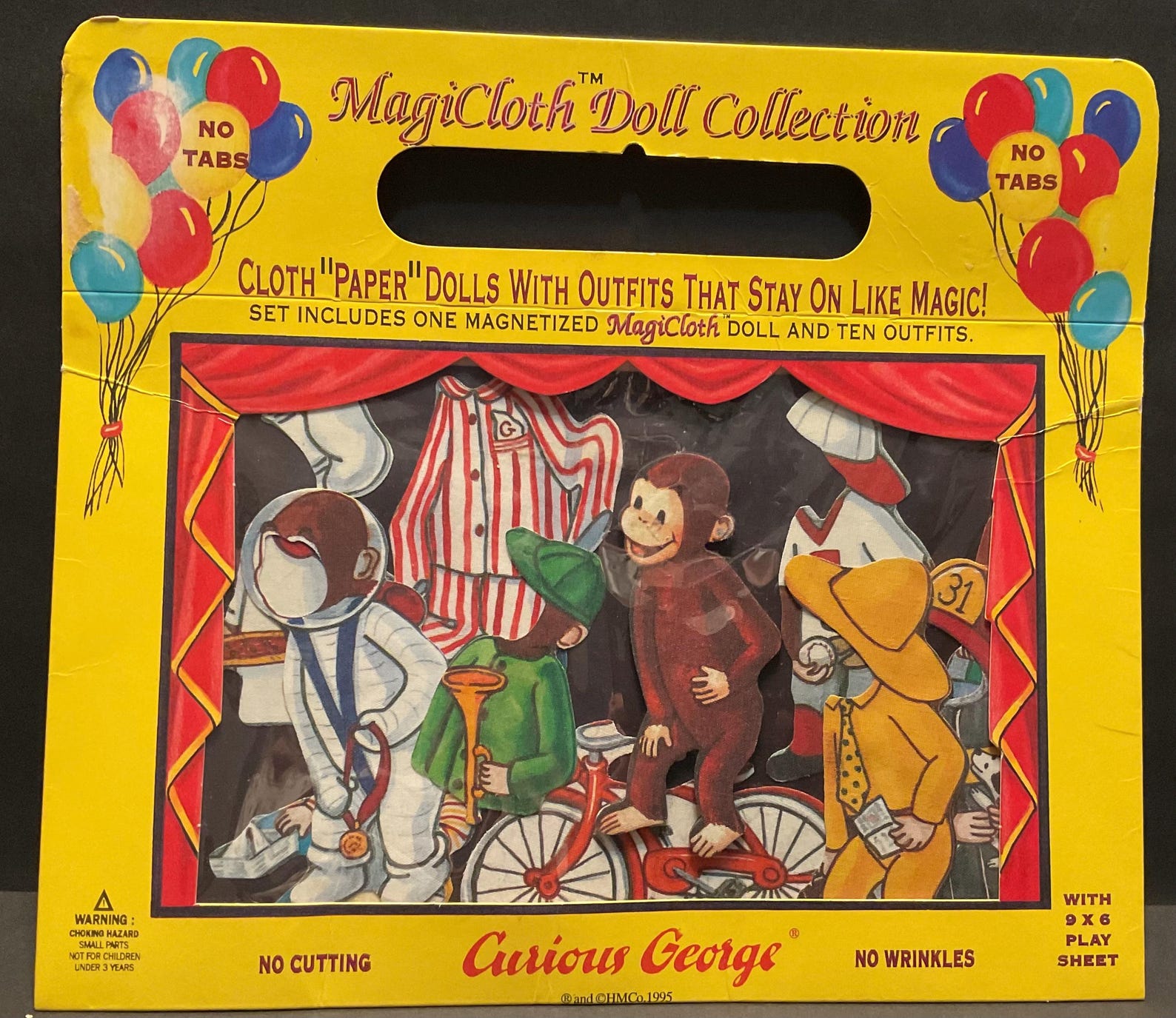 Vintage 1995 Magicloth Curious George Doll Set With Magnetic Outfits ...