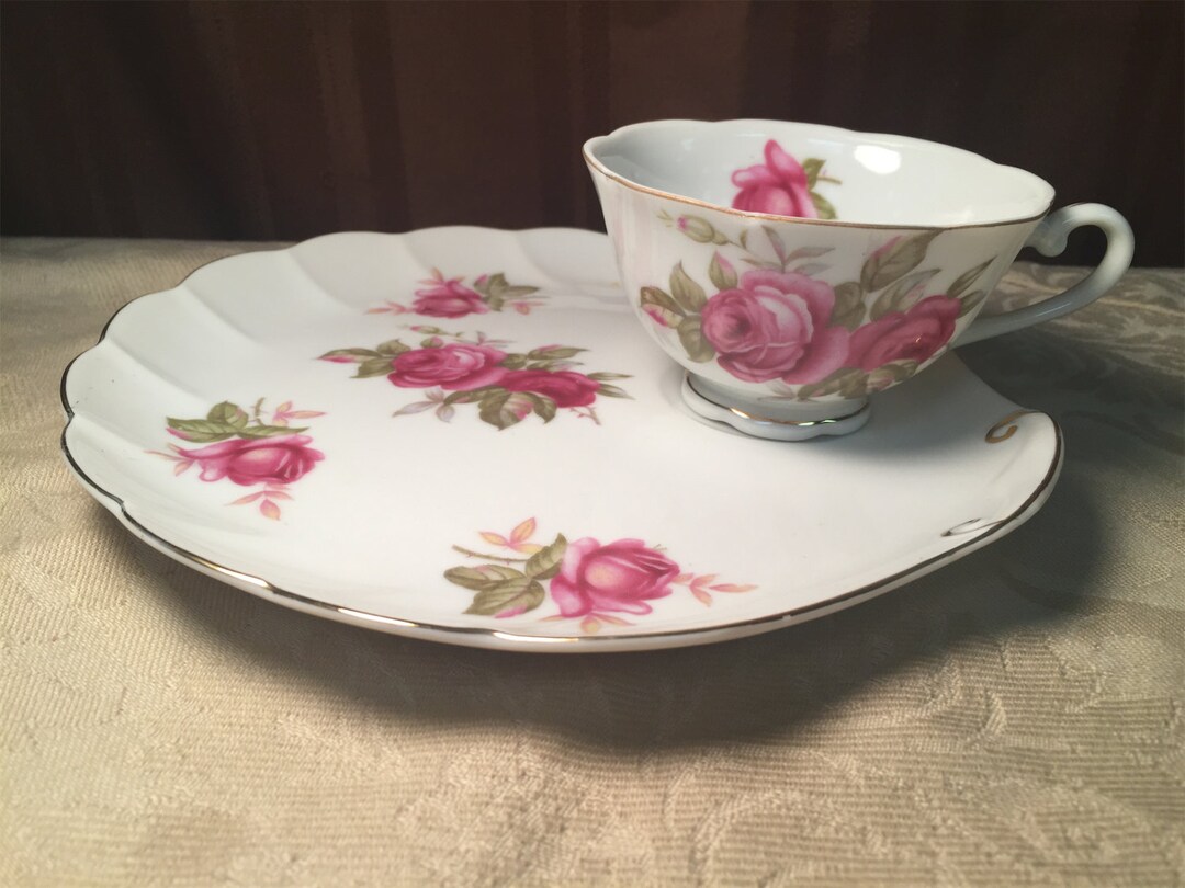 Vintage 1950s Lefton China Tea Cup and Sandwich Plate Set - Hand ...