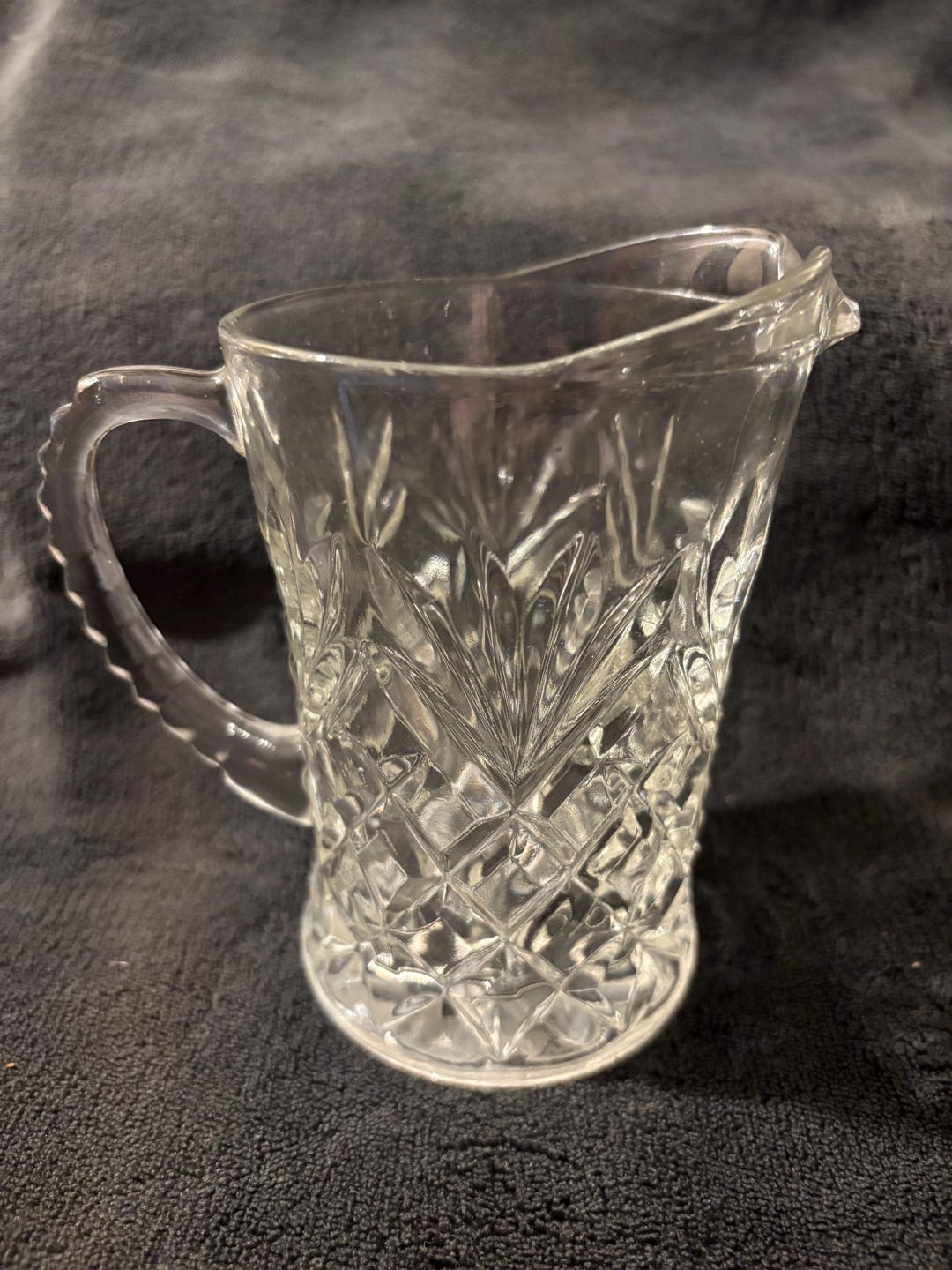 Vintage Pressed Glass Cream, Pitcher, Pineapple, Fan Diamond Pattern - Etsy