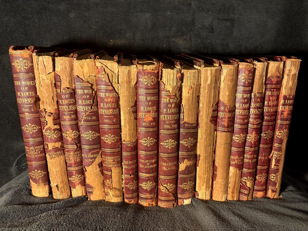 Antique 1900s the Works of R. Louis Stevenson 15 Vol. Set Published by ...